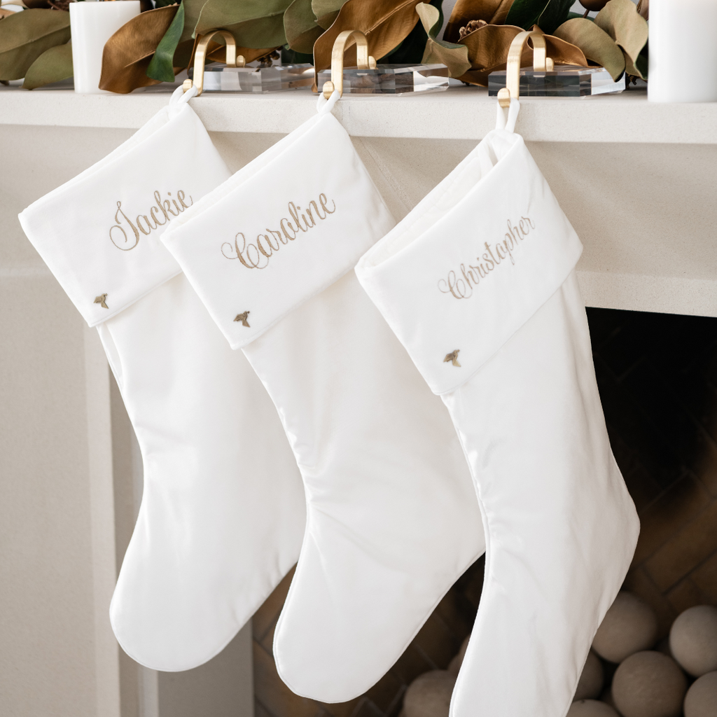 Ivory Velvet Stocking | Neutral Christmas Stocking | Monogrammed ...