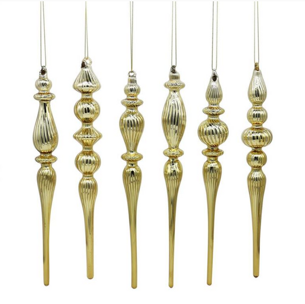 Gold Glass Finial Ornament - Set of 4 – Fig & Dove