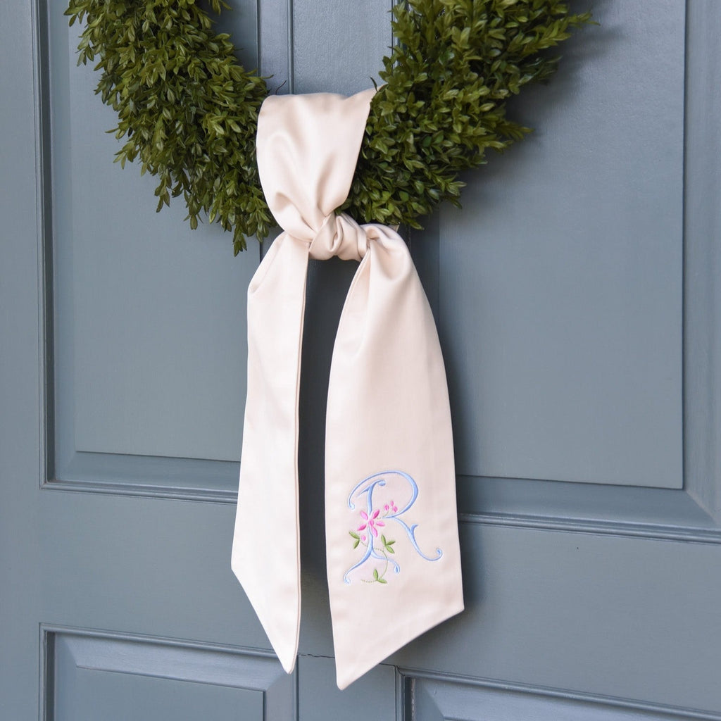 Spring Monogram Wreath Sash – Fig & Dove